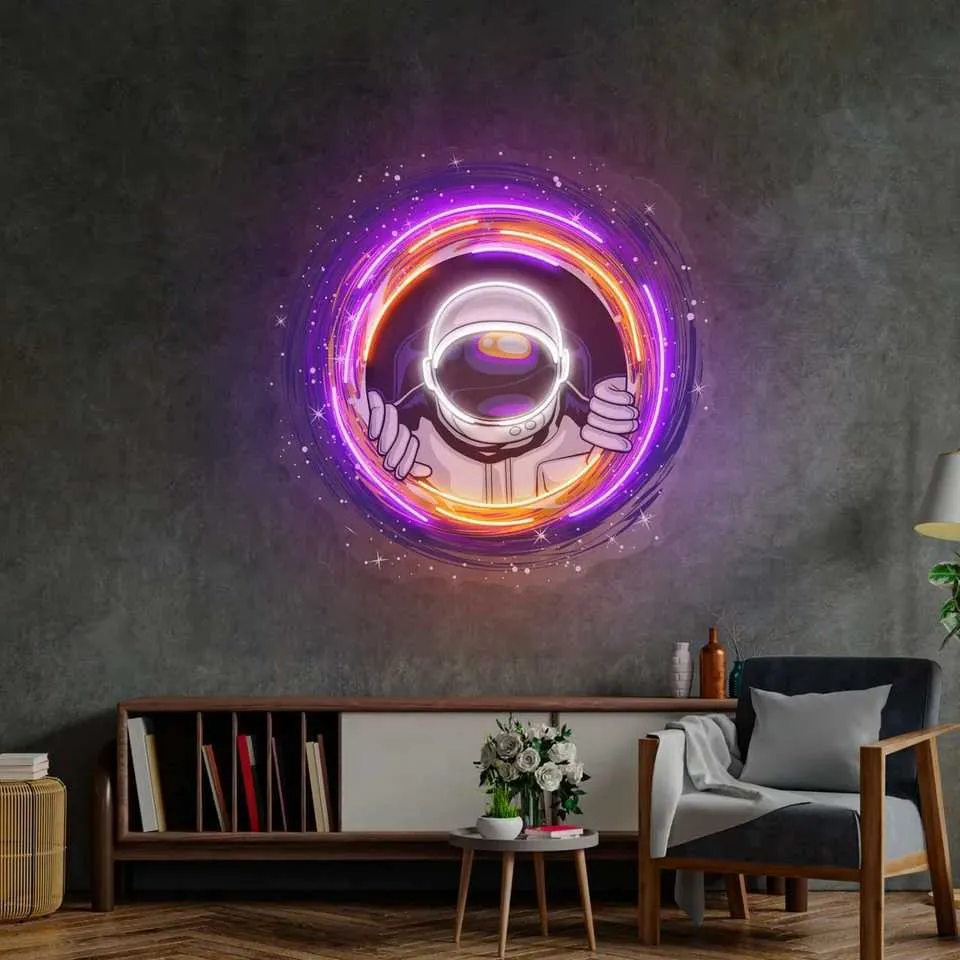 Astronaut Neon Sign, Cosmic LED Night Light Unique Wall Art For Bedroom ...