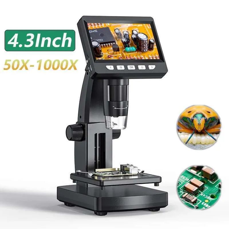 4.3'' Digital Microscope 50X 1000X Magnification USB Coin Microsco 2MP ...