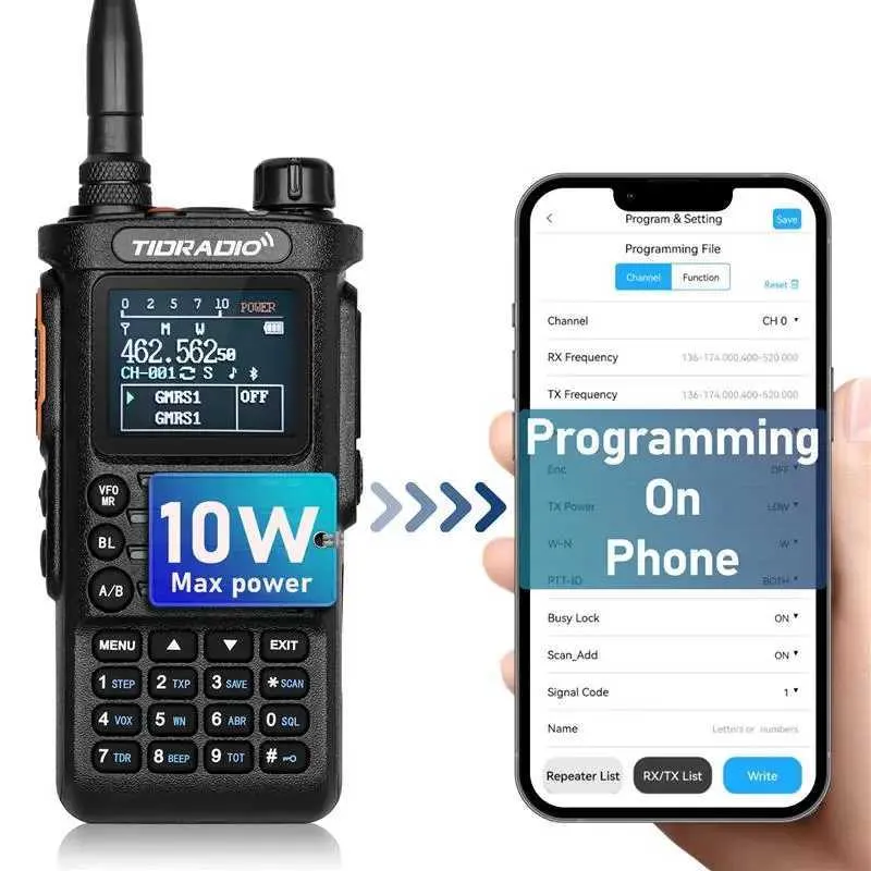 TIDRADIO TD H8 2nd Gen 10W Professional Walkie Talkies Portable Long ...