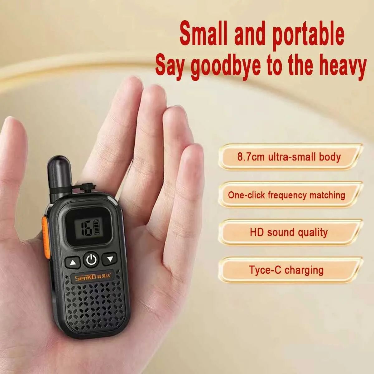 XJ250219 Mini Walkie Talkies One Click Frequency Matching, Type C ...