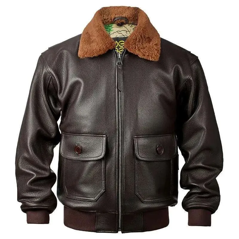 Dark Brown Winter Pilot Jacket for Men, Military Style, European Size ...