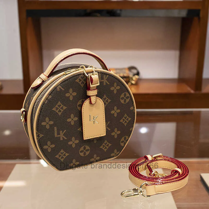 New Light Luxury Round Women's Bag Flower Printed Sling Single Shoulder ...
