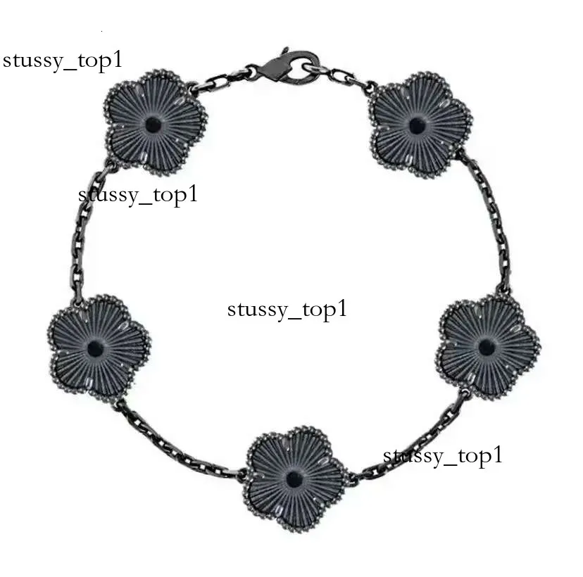 Four Leaf Clover Black Clover Bracelet With Agate Diamonds 18K Gold And ...