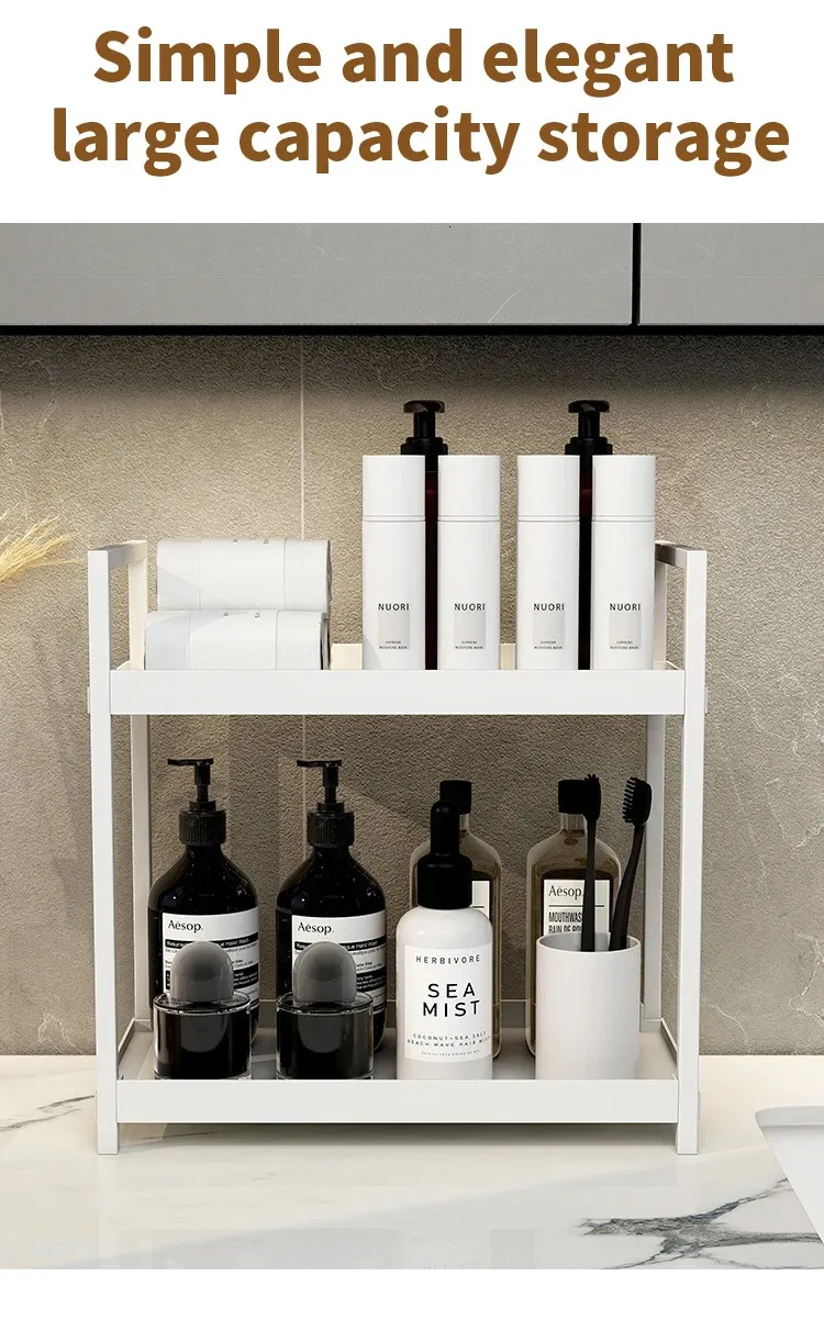 Two-Tier Multifunctional Countertop Storage Rack, Bathroom Cosmetic ...