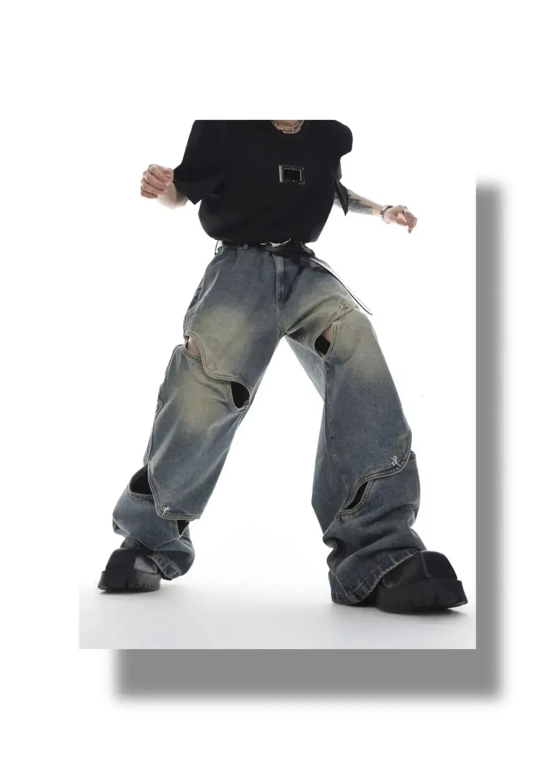 Cool Autumn Fashion Deconstructed Metal Button Jeans: Men's Heavy ...