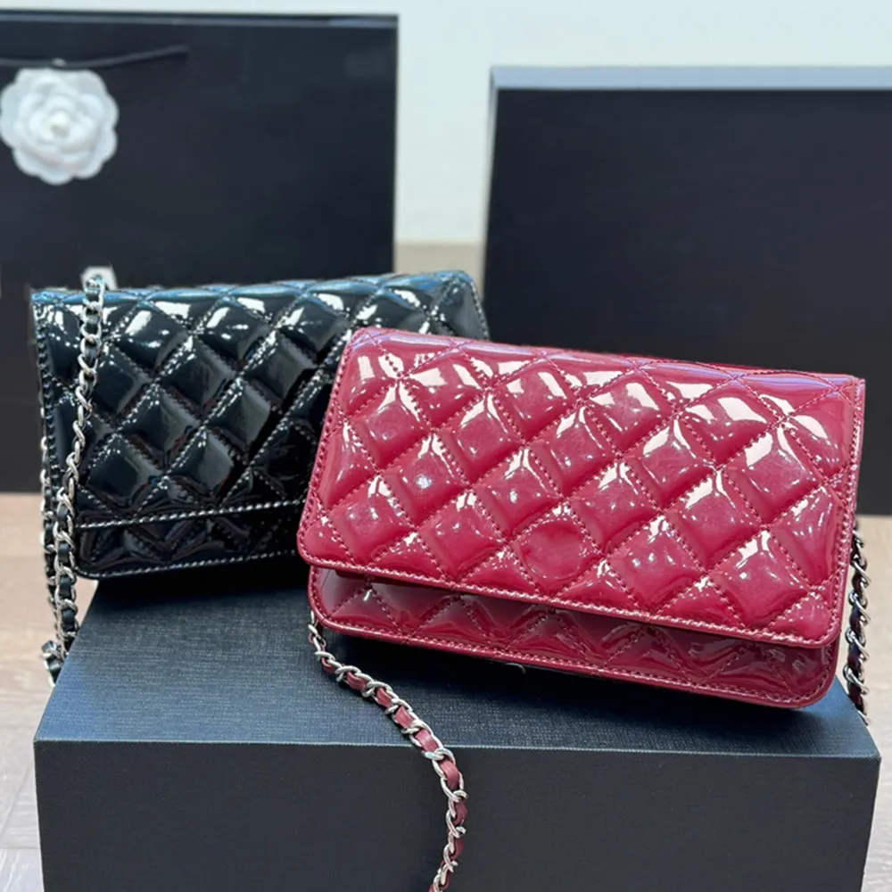 High Quality Genuine Leather Designer Woc Quilted Flap Crossbody Silver ...