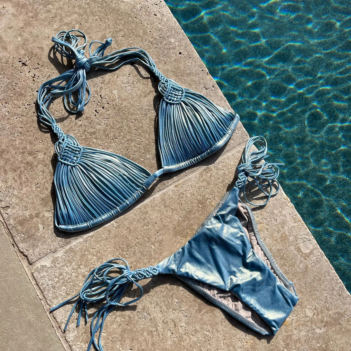 Sexy Woven Brazilian Bikini Swimsuit Set High Leg Two Piece Summer ...