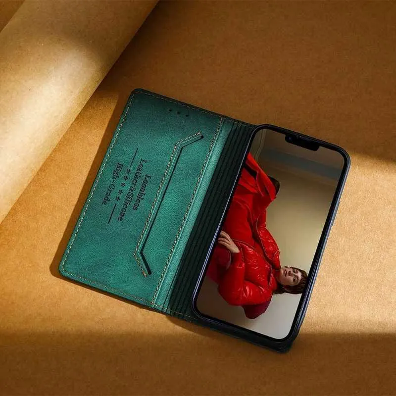 Poco C75 Leather Flip Case with Magnetic Closure for Poco C75 Phone ...