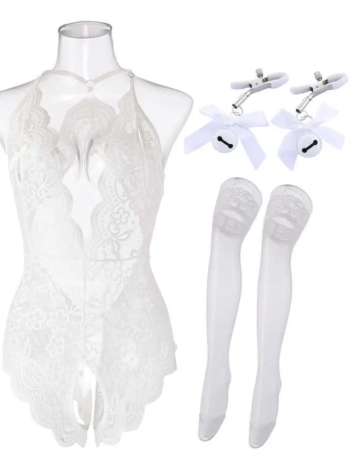 Sexy Costume Lingerie Open Crotch: Delicate Lace Babydoll Dress For ...