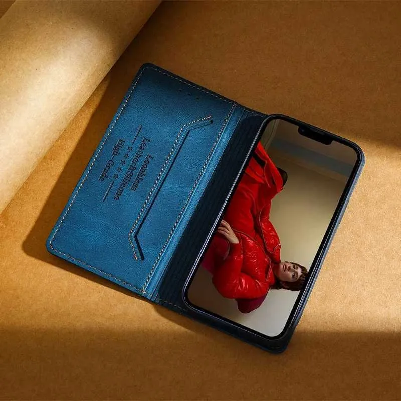 Poco C75 Leather Flip Case with Magnetic Closure for Poco C75 Phone ...