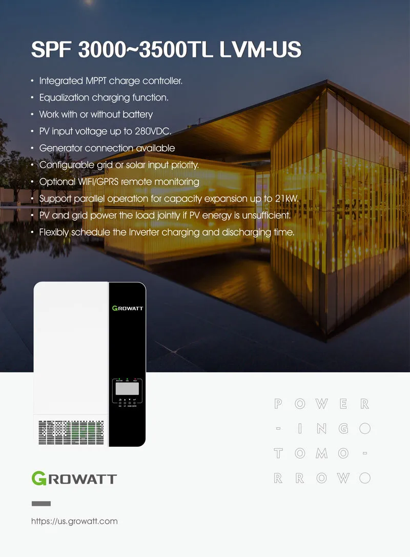 Growatt Off Grid Storage Inverter Hybrid Inverter 3KW 3.5KW 120V Split Phrase Wifi MPPT Pure ...