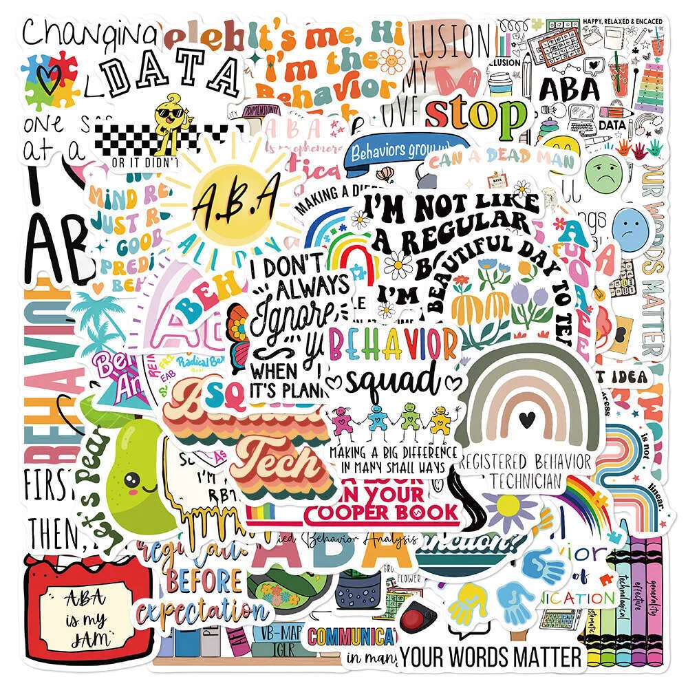50 Cartoon ABA Alphabet Stickers For Laptops, Guitars, Skateboards ...
