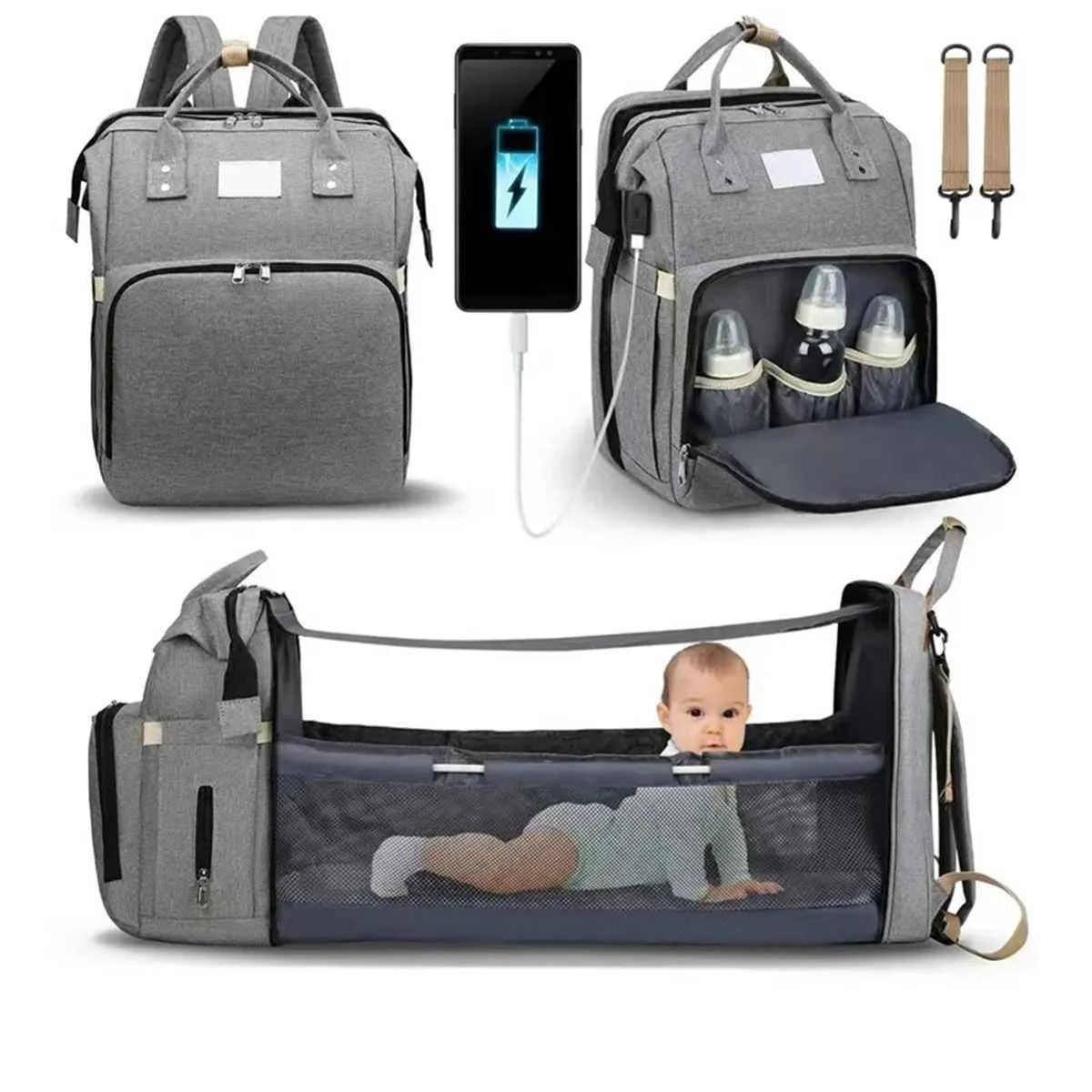 Mom Bag: Lightweight Convertible Diaper Backpack With Foldable Portable ...