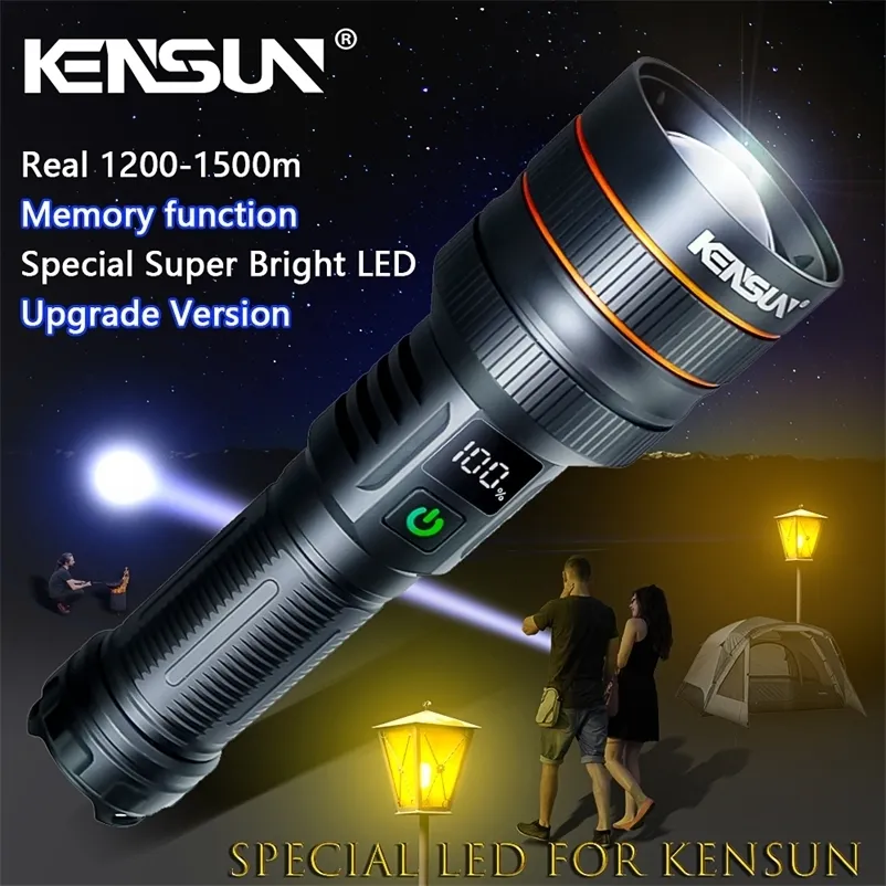 Waterproof Tactical 2500 Lumen Flashlight With Type C Charging High ...