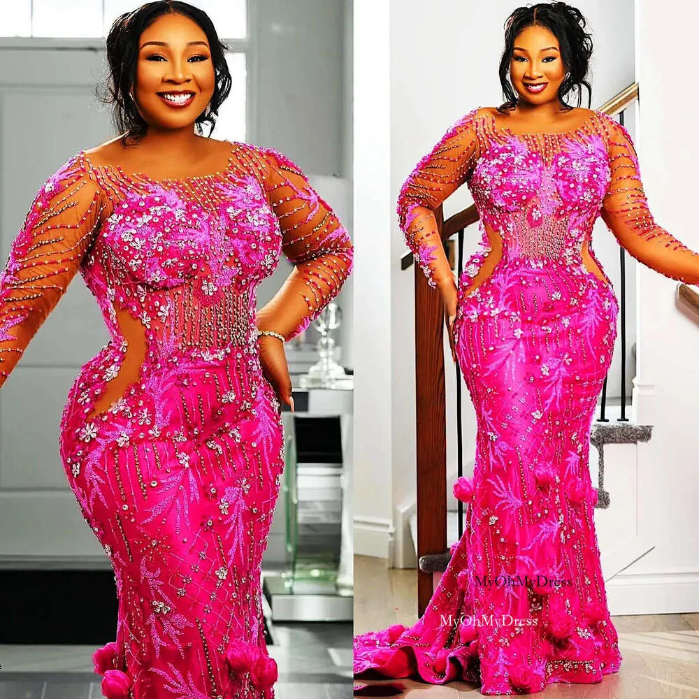 Aso Ebi Fuia Mermaid Evening Dress Beaded Crystals Formal Gown For Prom ...