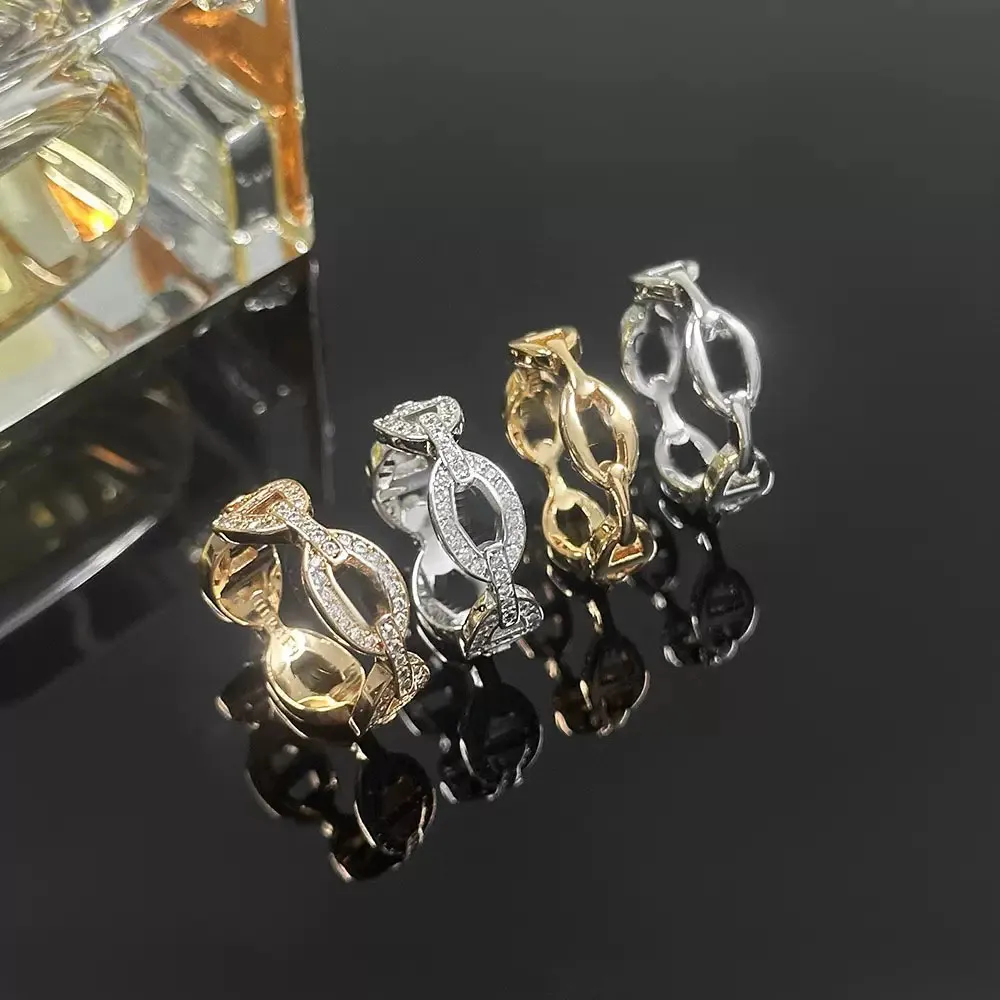 Pig Nose Ring Silver Plated K Gold, Hollowed Out Full Diamond, Light ...