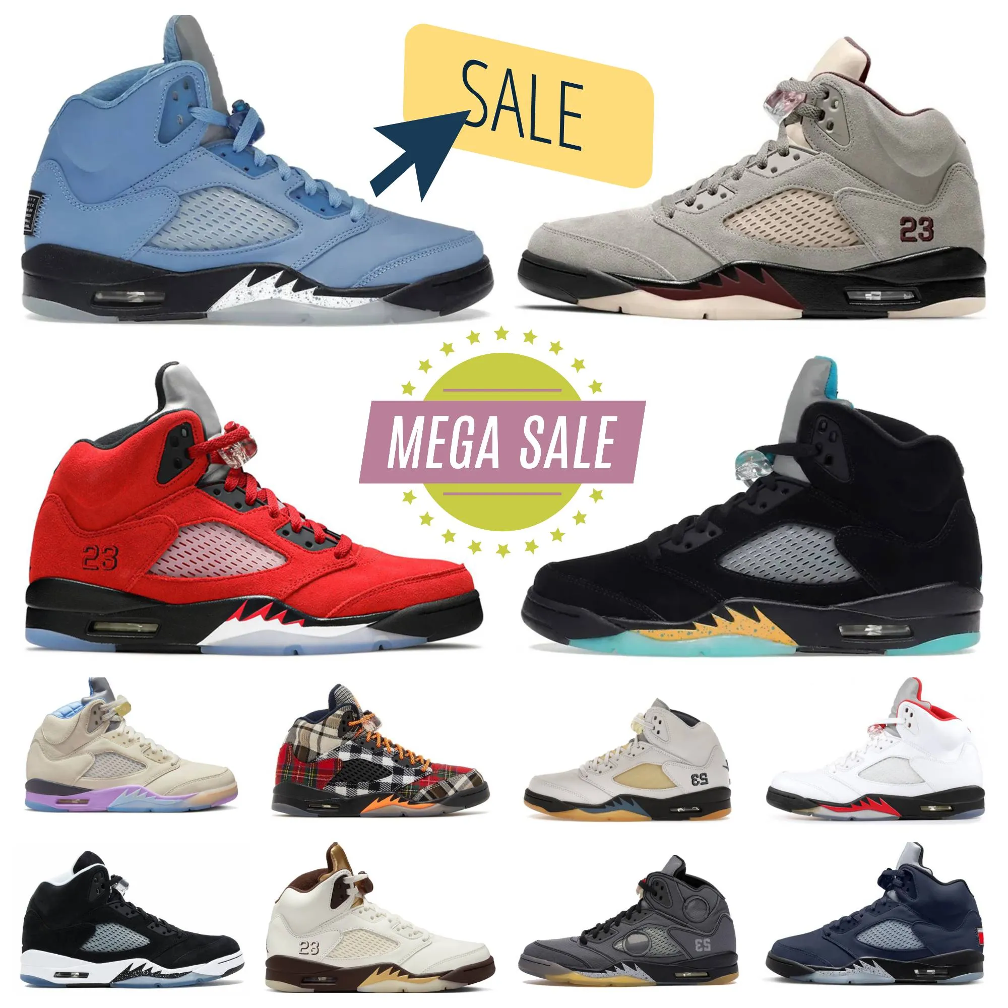 Designer Mens Basketball Shoes 5s Olive Lucky Green UNC J5 Cool Grey ...