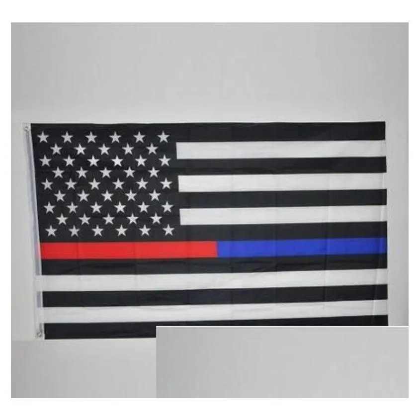 USA Police 3X5 Foot Thin Blue Line Flag Banners Flag With Brass ...