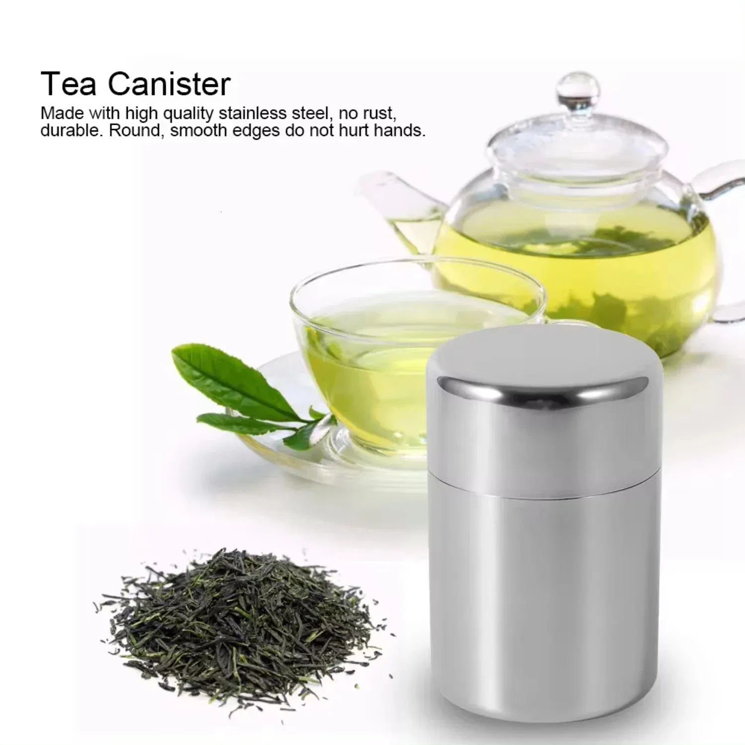 Stainless Steel Double Lid T2 Tea Container Canister Moisture Proof ...