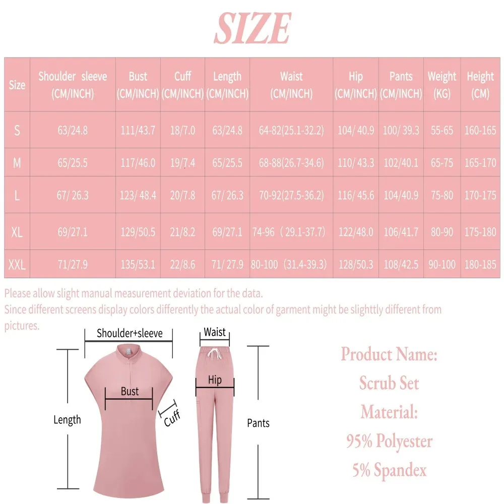 Nurse Scrubs Set Sleeveless Vest Jersey Fabric Ankle-Length Pants ...