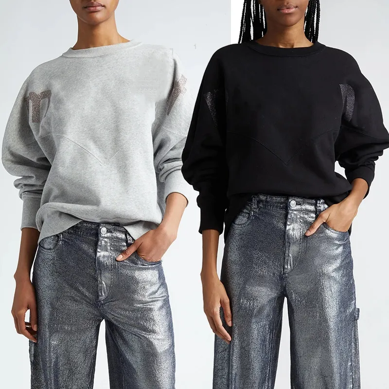 Designer Pullover Sweatshirt Women Reflective Letter Printed Round Neck ...