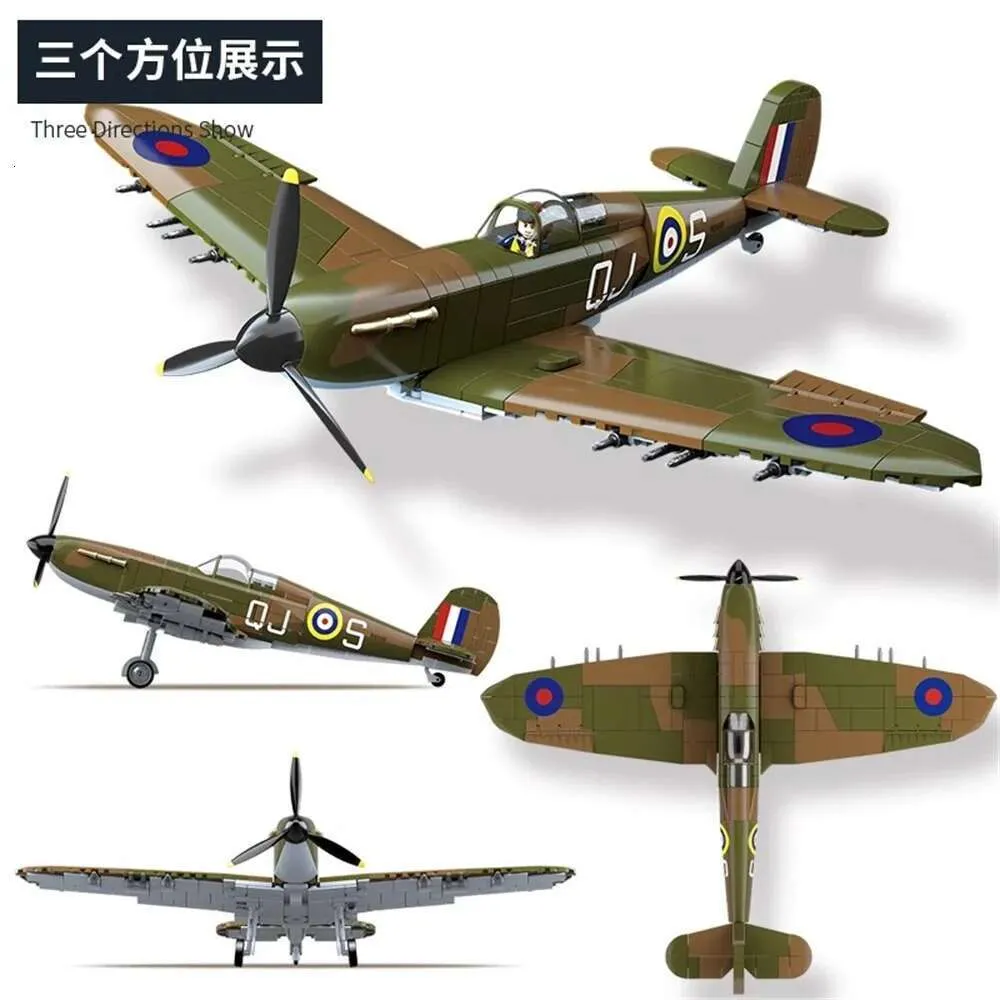Spitfire Fighter Building Blocks Set 2024 WW2 Military Aircraft Model ...