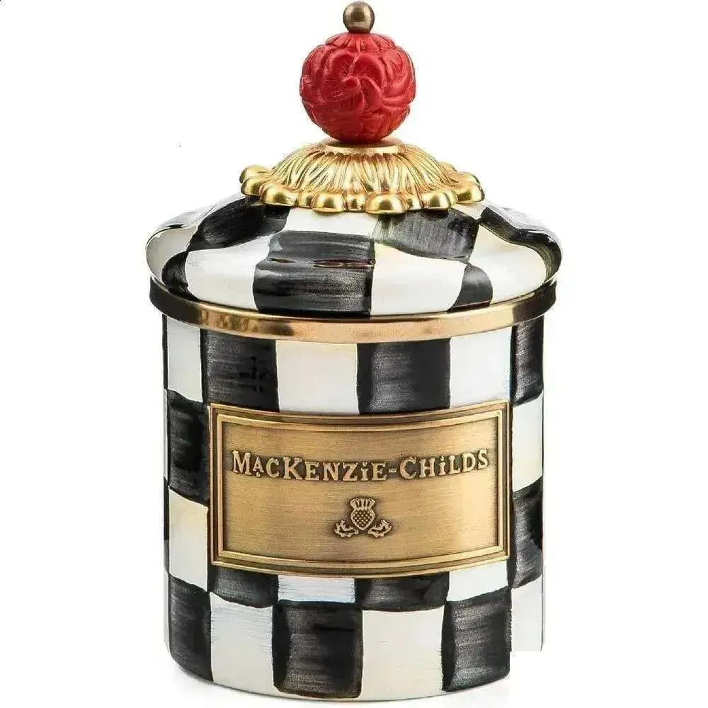 Black And White Enamel Canister With Lid 25S Kitchen Ceramic Coffee Jar ...