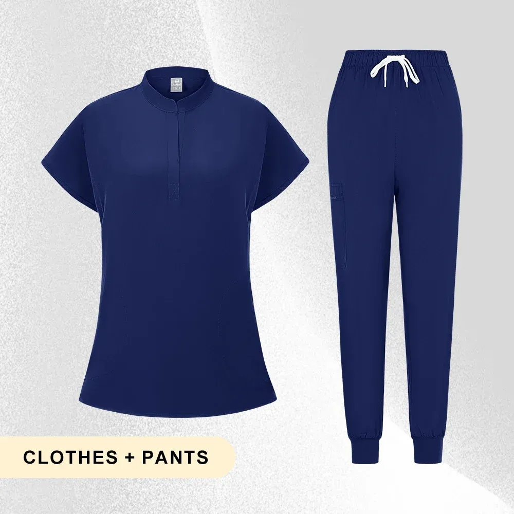 Nurse Scrubs Set Sleeveless Vest Jersey Fabric Ankle-Length Pants ...