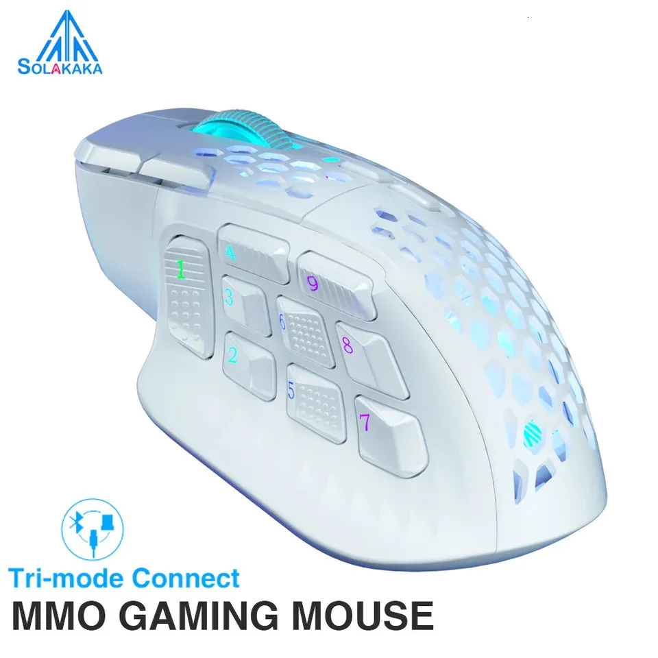 SOLAKAKA SM809 Pro Wireless MMO Gaming Mouse 24000 DPI 16 Programmable ...