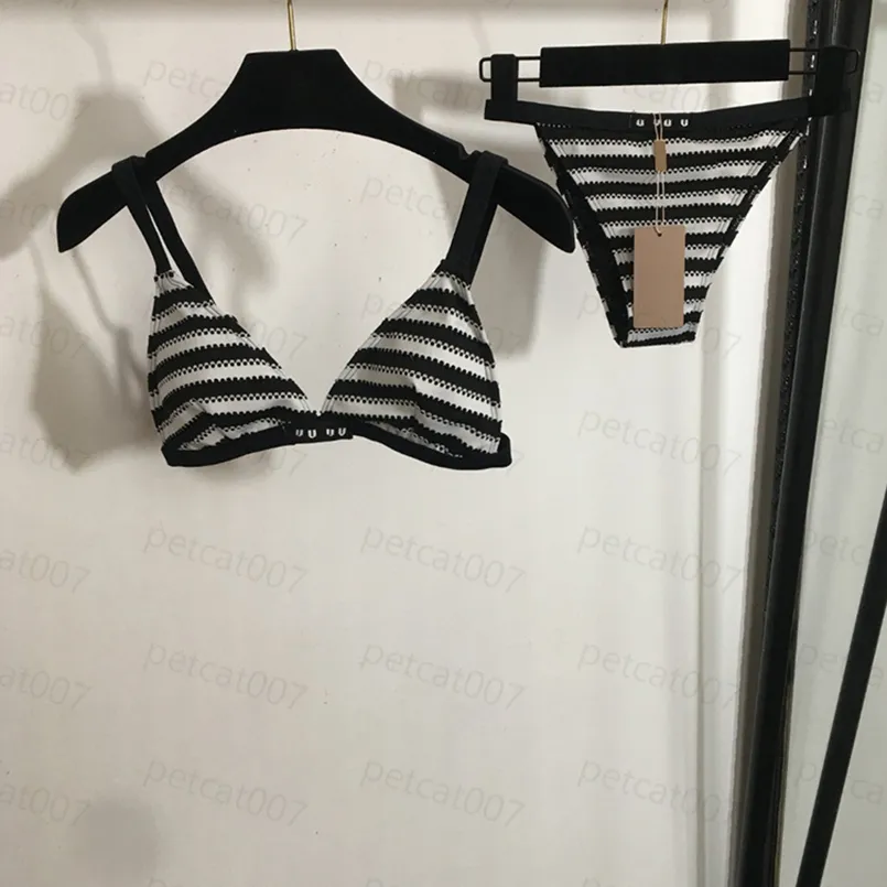 Designer Striped Triangle Striped Print Bikini Set With Push Up Bra And ...