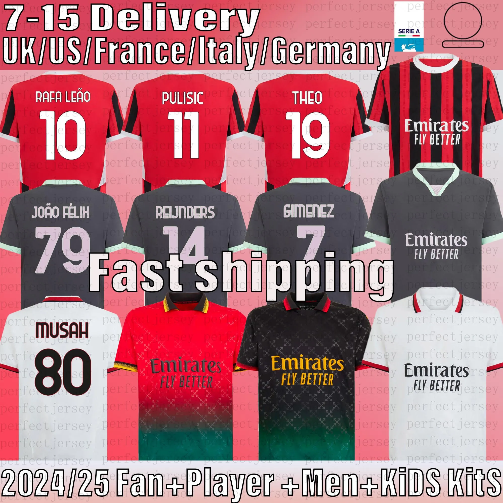 24 25 MILANS Maillot 10 RAFA LEAO Soccer Jerseys 11 PULISIC Camiseta 19 ...