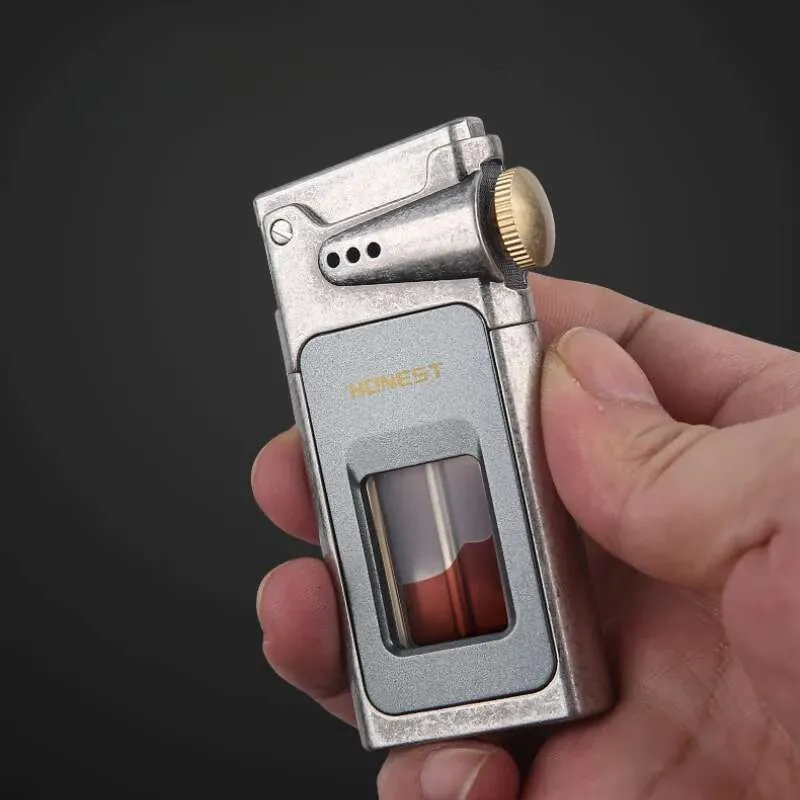 Creative Ejection Ignition Kerosene Lighter Transparent Large Capacity ...