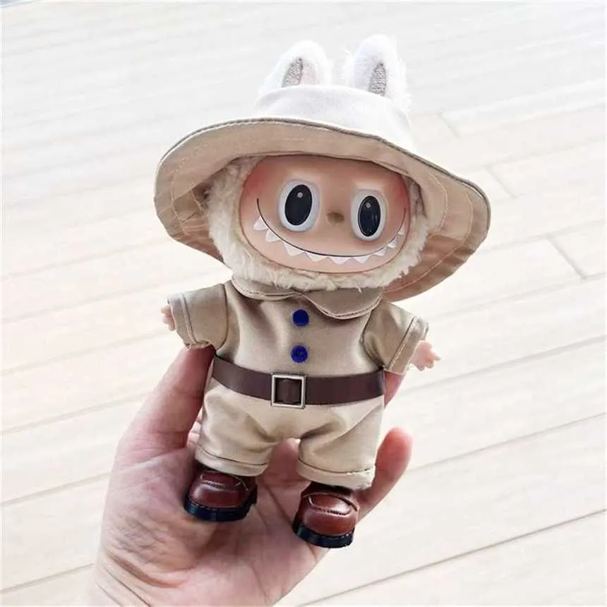 Labubu I II Abbey Bominable Doll Camouflage Jumpsuit Hat And Shoes 17cm ...