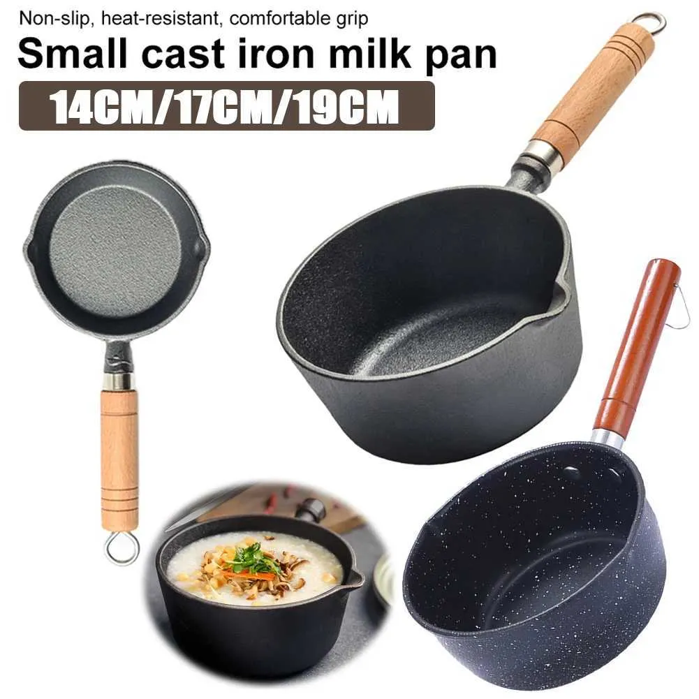 Non Stick Cast Iron Milk Saucepan Non Stick With Wooden Handle, Pour ...