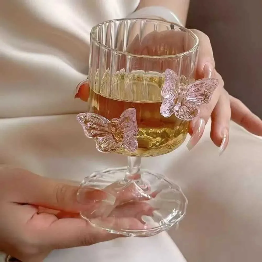 XJ250225 Long Leg Glass Cups Butterfly Stem Wine... From Muyixin ...