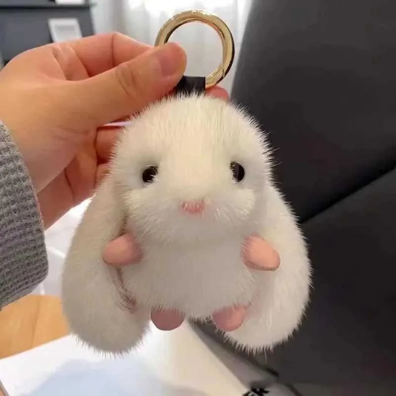Fluffy Rabbit Fur Fluffy Bunny Keychain Cute Plush Toy For Babies And ...