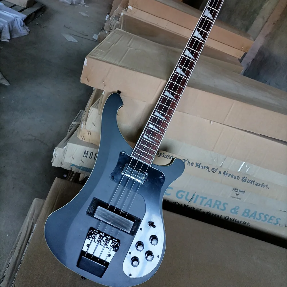 Four String Guitar: Matte Black Electric Bass With Rosewood Fretboard ...