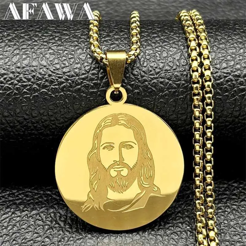 God Jesus Medal Gold St Christopher Necklace For Men Stainless Steel ...