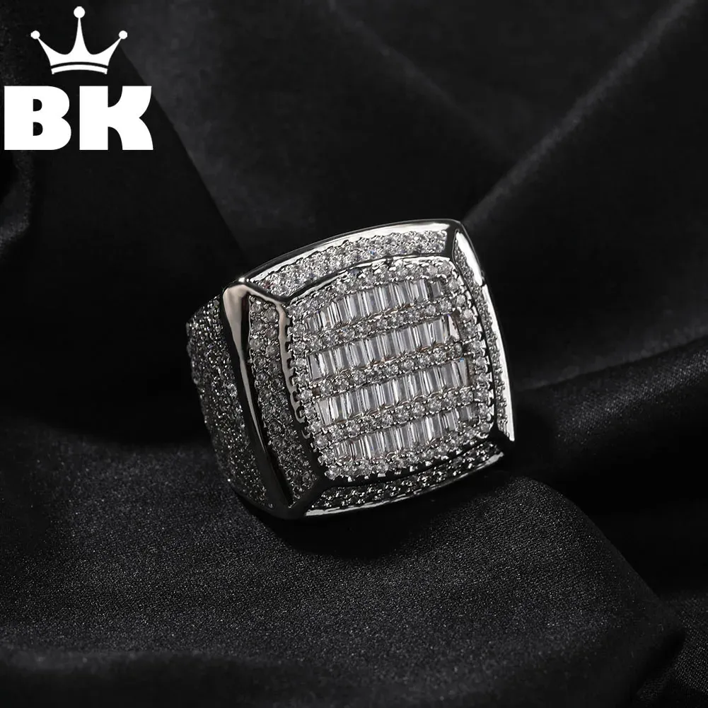 The BLING KING Men's Iced Square Ring 3 With Micro Paved 5 Cubic Zircon ...