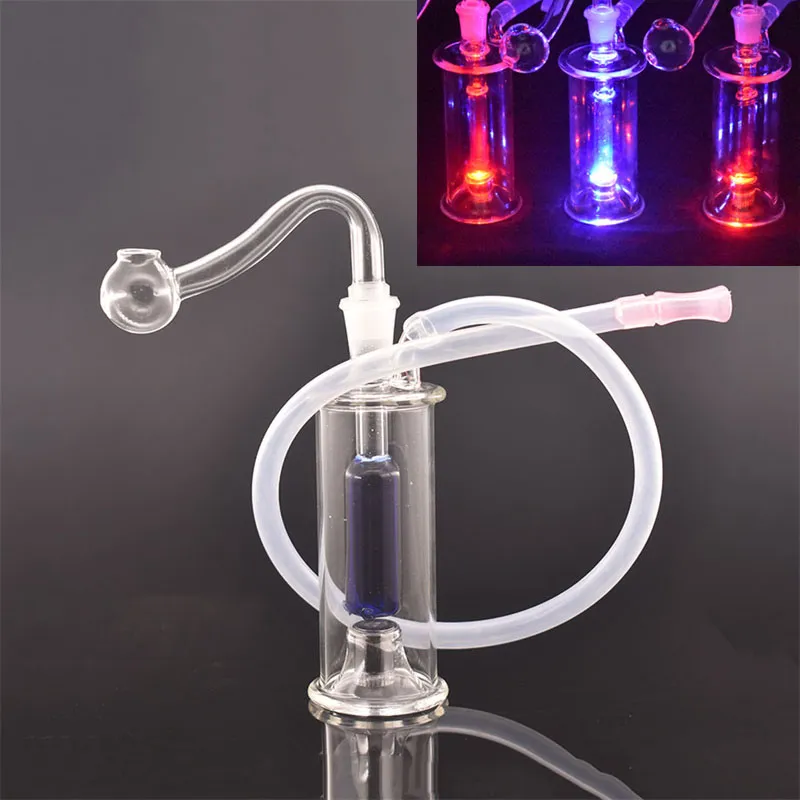 LED Glass Oil Burner Bong Dab Rig Hookahs Cigarette Water Pipe Bongs ...
