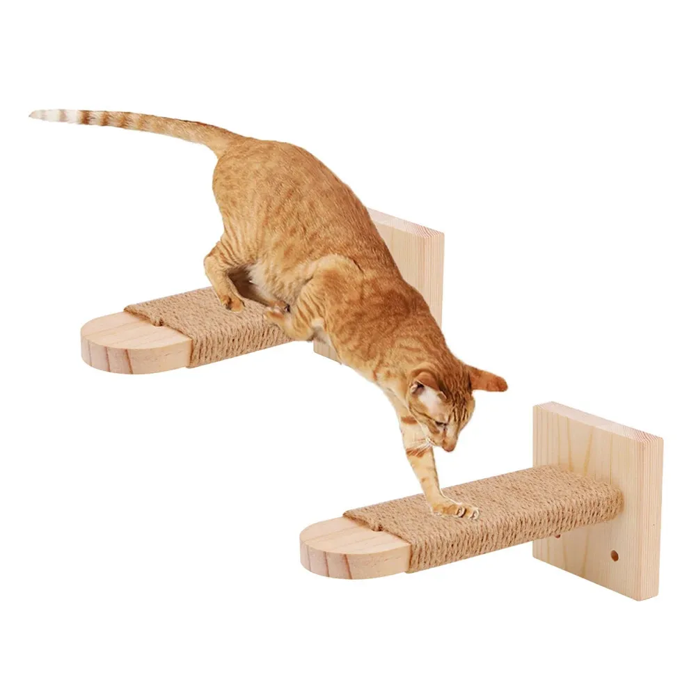 Indoor Wooden Cat Wall Wooden Climbing Ladder Kmart With Sisal Rope And ...