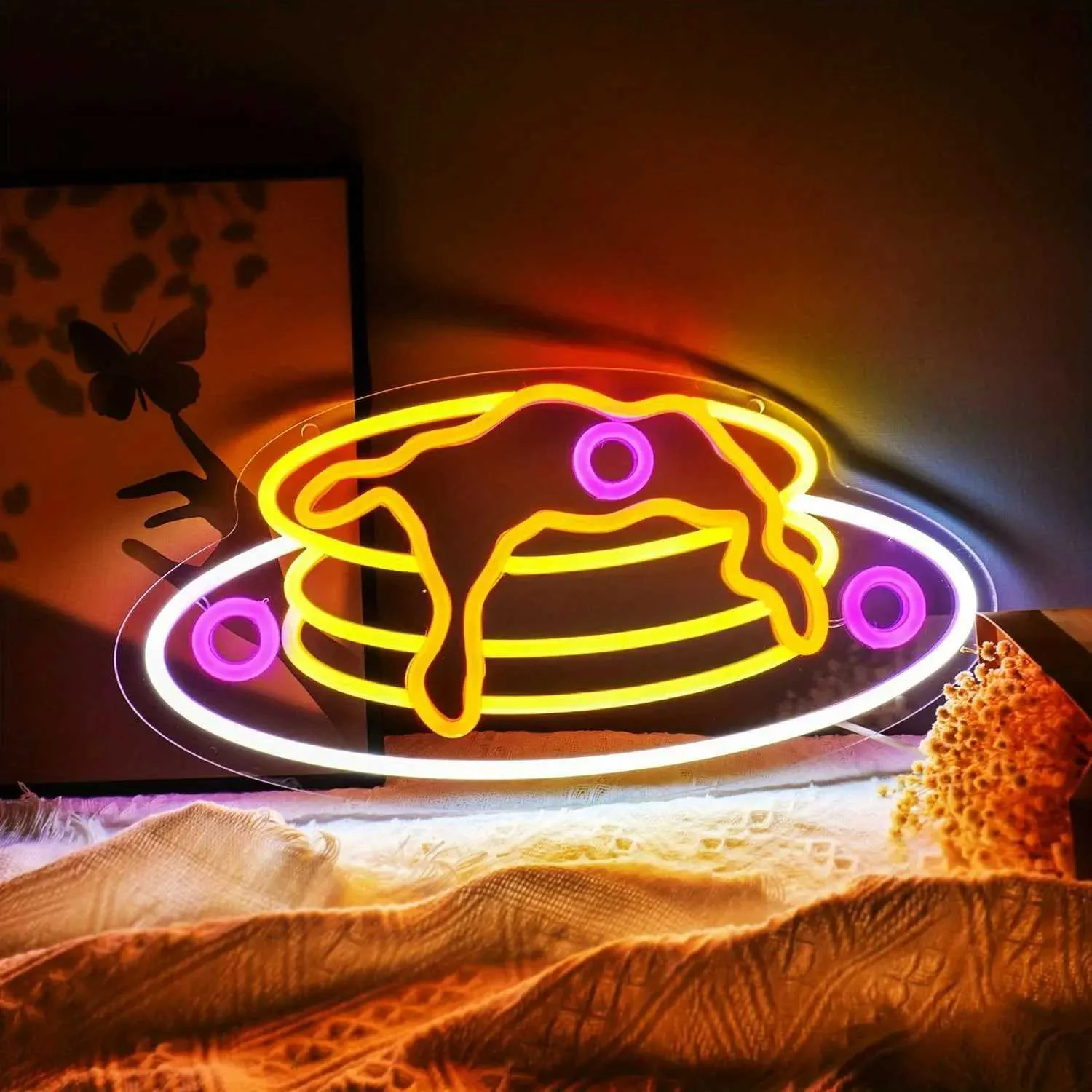 Dimmable LED Neon Pancake Google Sign In For Shop, Kitchen, Restaurant ...