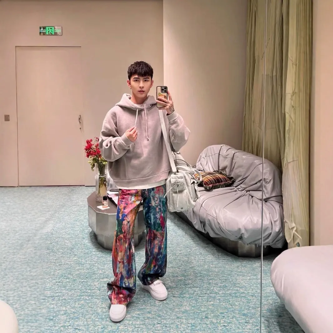 2025S Designer 3D Printed Splashed Ink Oil Painting Color Palette Wide ...