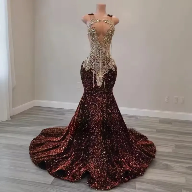 Rhie Elegant Mermaid Prom Dresses For Black Girls Long Customized ...