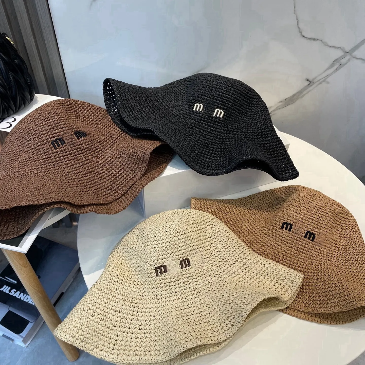 Straw Hat Designer Embet Hat Letter Simple Sun Hat Strand Hoed Weven ...