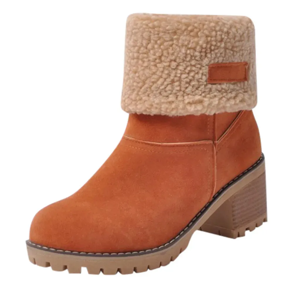 Winter Boots for Women: Warm Fur Booties with Comfort Cuffed Wool Ankle ...