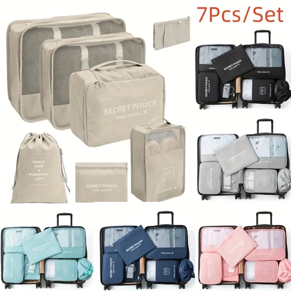 U.S. Shipped 7-Piece Travel Packing Cubes Set - Luggage Organizers ...