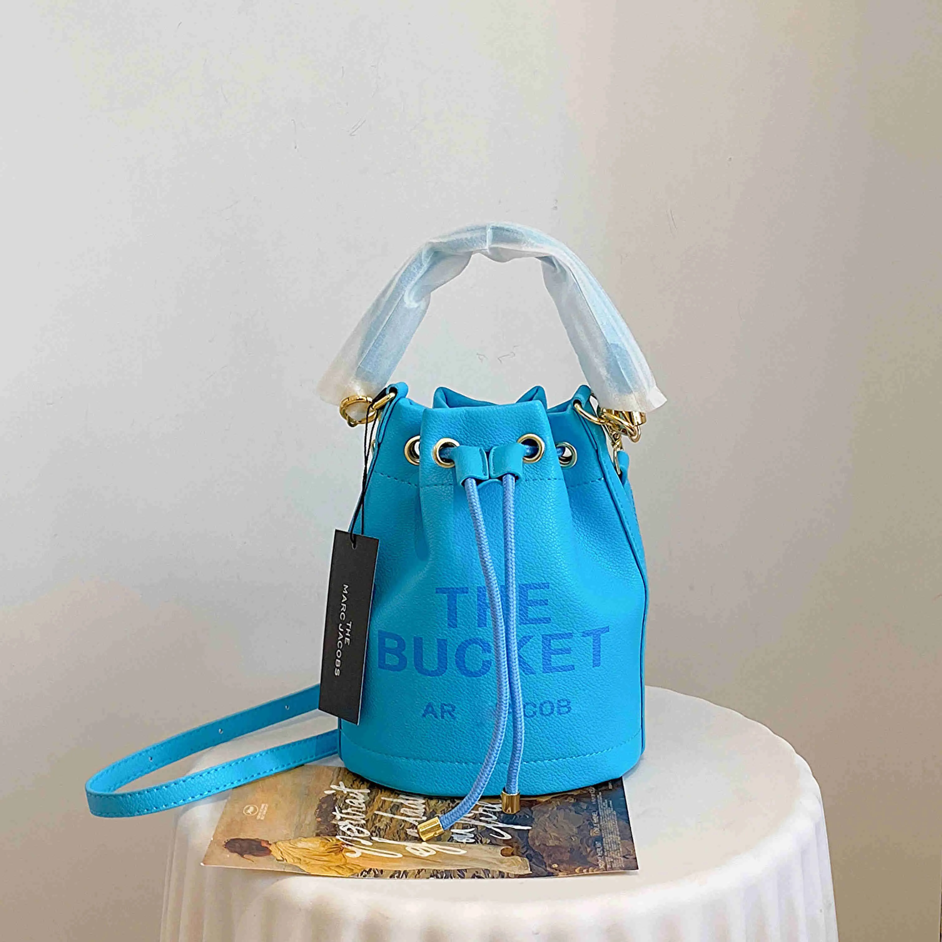 Luxury Designer Handbags: Leather Bucket Tote Classic Drawstring ...