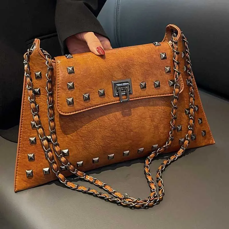 Punk Motorcycle Bag - Rivet Envelope Crossbody, Underarm Bag, Shoulder ...