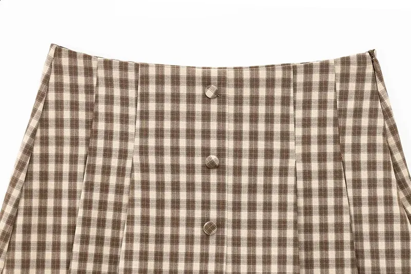 Traf Mid Waist Mini Plaid Shorts Skirt for Women, Fashion Side Zipper ...